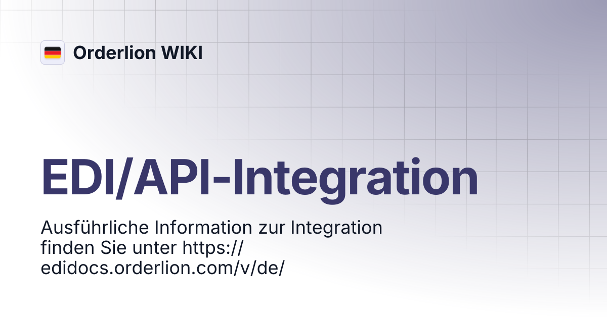 EDI/API-Integration | Deutsch | Orderlion WIKI