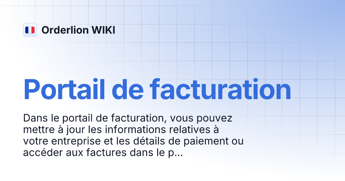 Portail de facturation | Orderlion WIKI