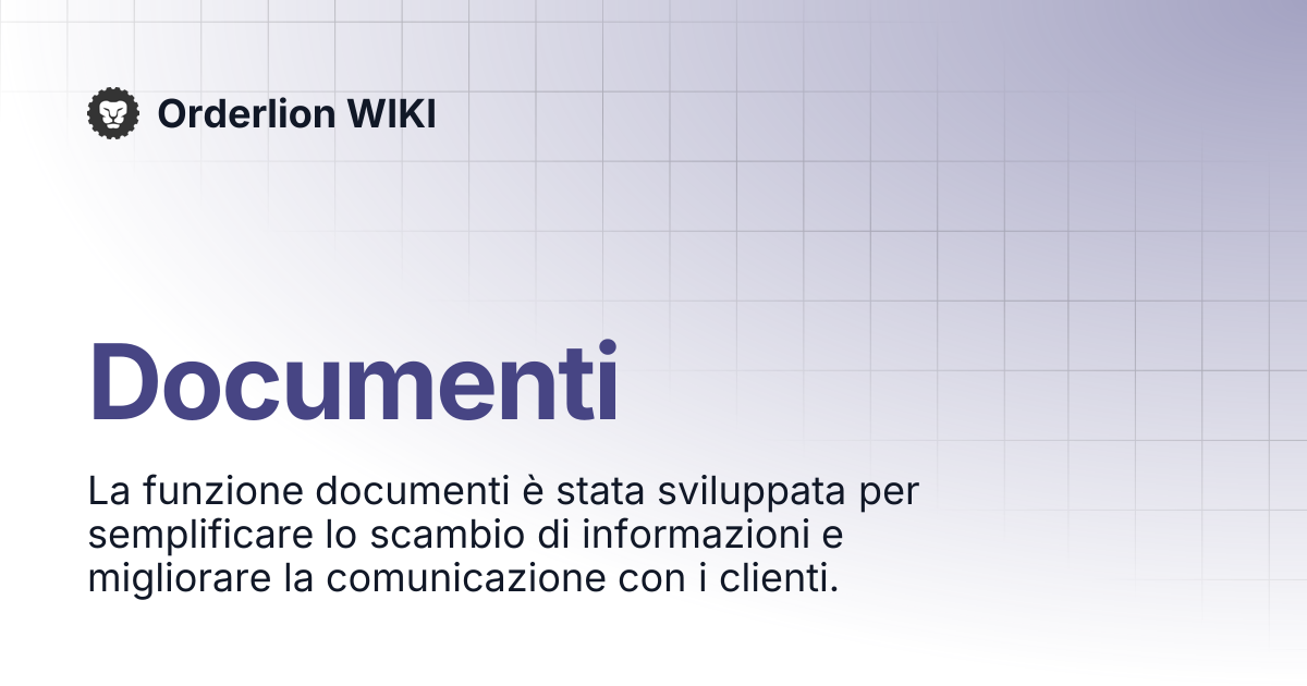 Documenti | Italiano | Orderlion WIKI