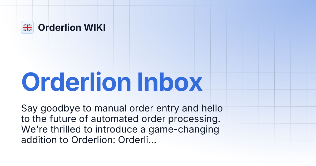 Orderlion Inbox | Orderlion WIKI